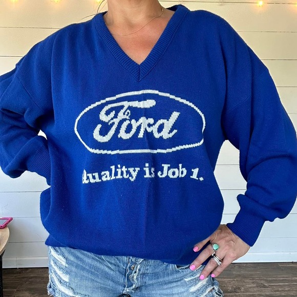 PARAGON | Sweaters | Vintage Ford Motors Blue Sweater Paragon Xxl ...